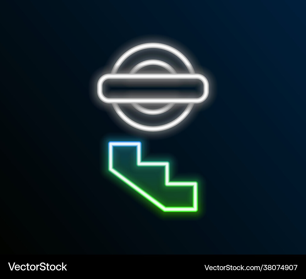 Glowing neon line london underground icon isolated