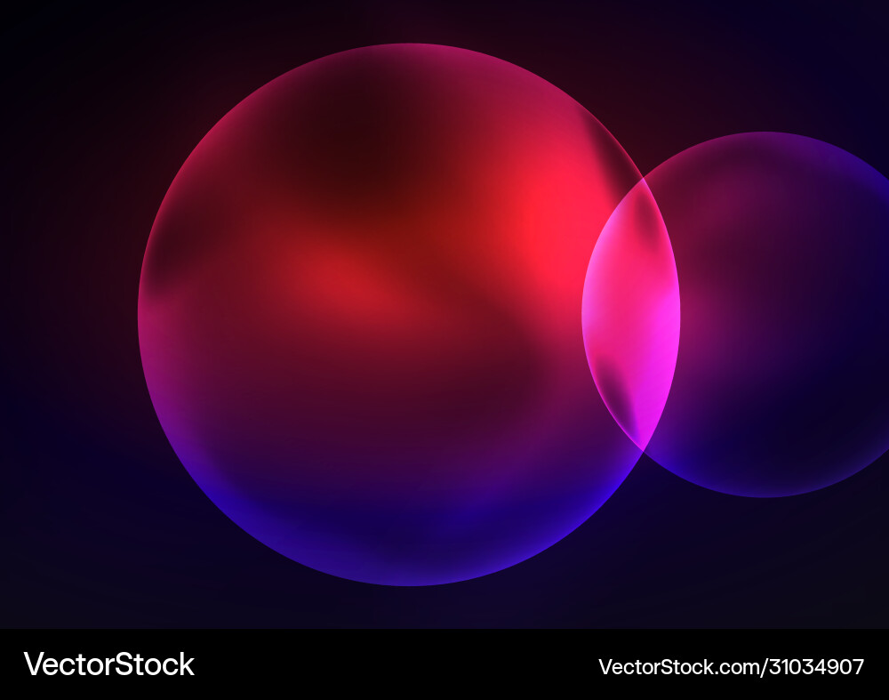 Glowing neon shiny transparent bubbles glass Vector Image