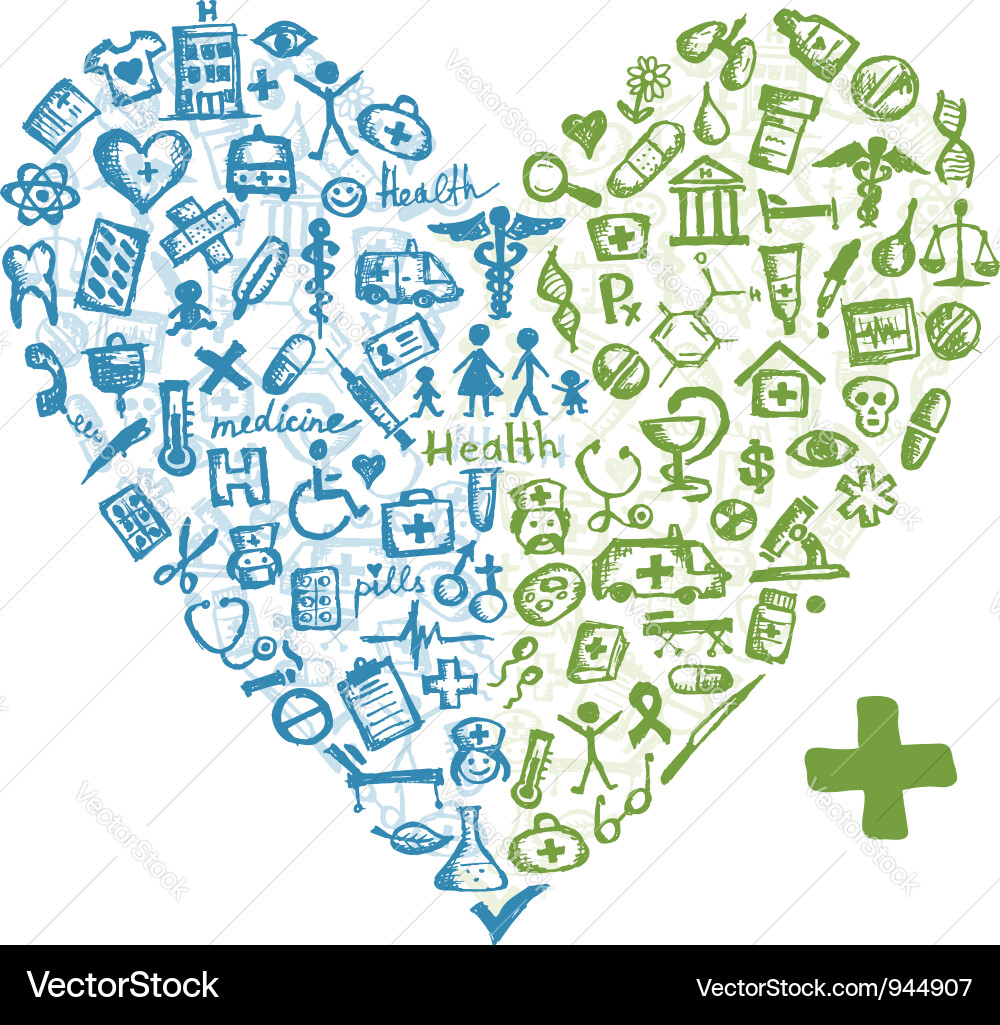 Heart shape with medical icons Royalty Free Vector Image