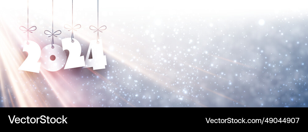 Horizontal morning winter blue banner with 2024 Vector Image
