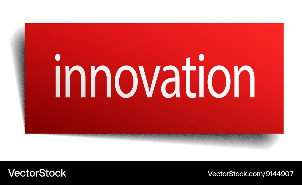 Innovation red square isolated paper sign on white
