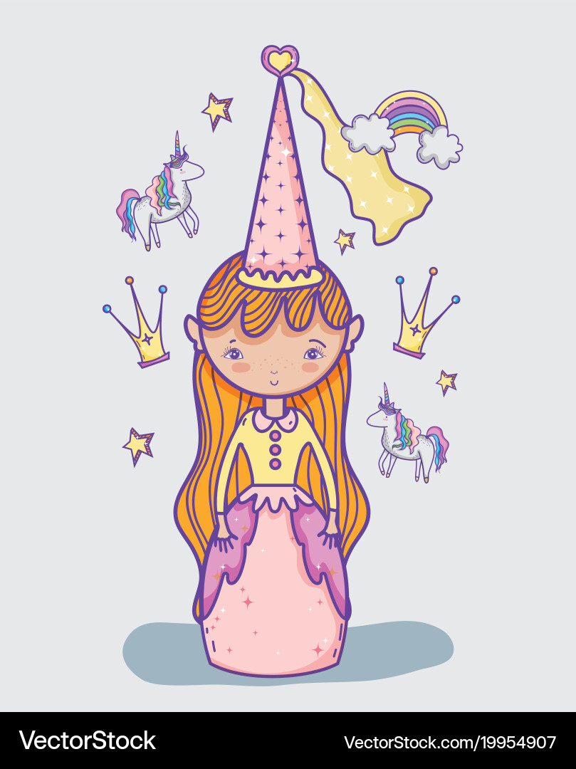 Little princess cute hand drawing cartoon Vector Image
