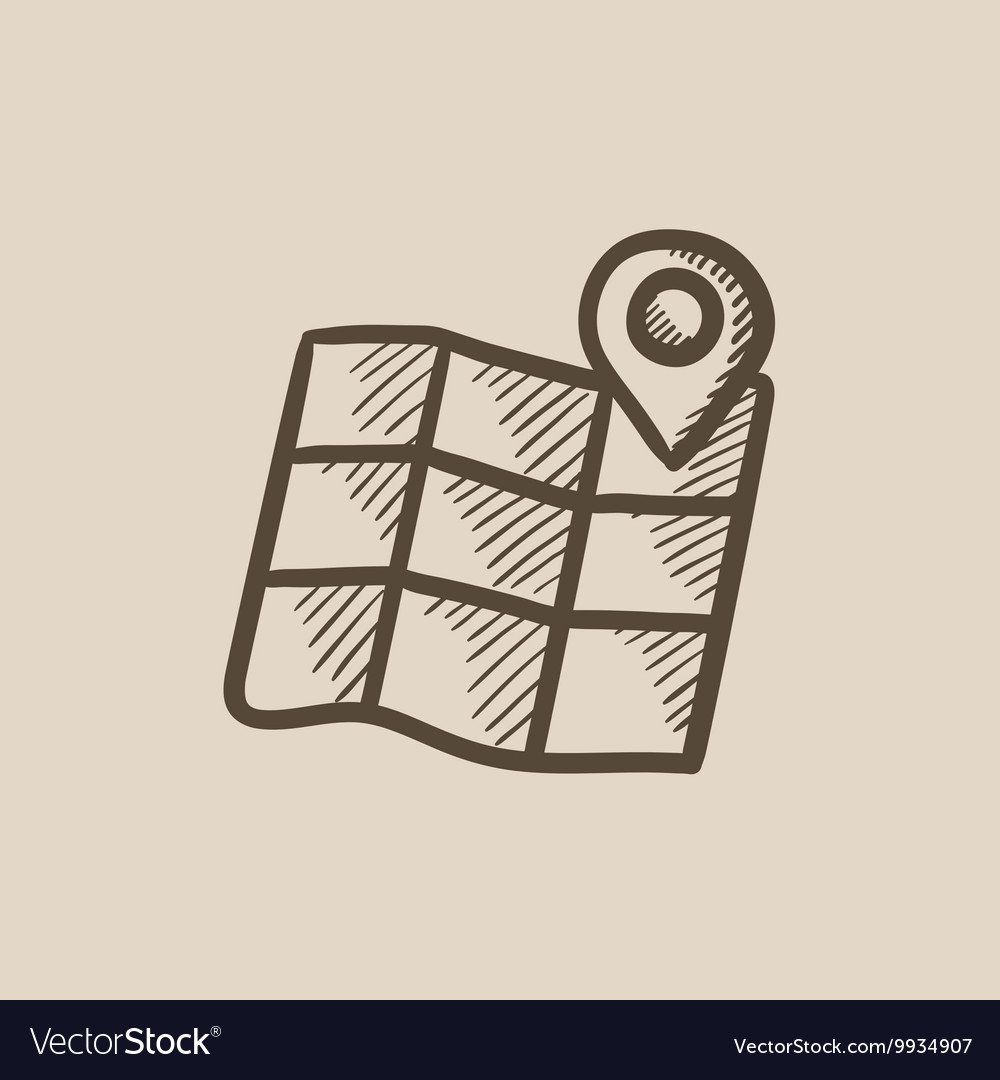 Map with pointer sketch icon Royalty Free Vector Image