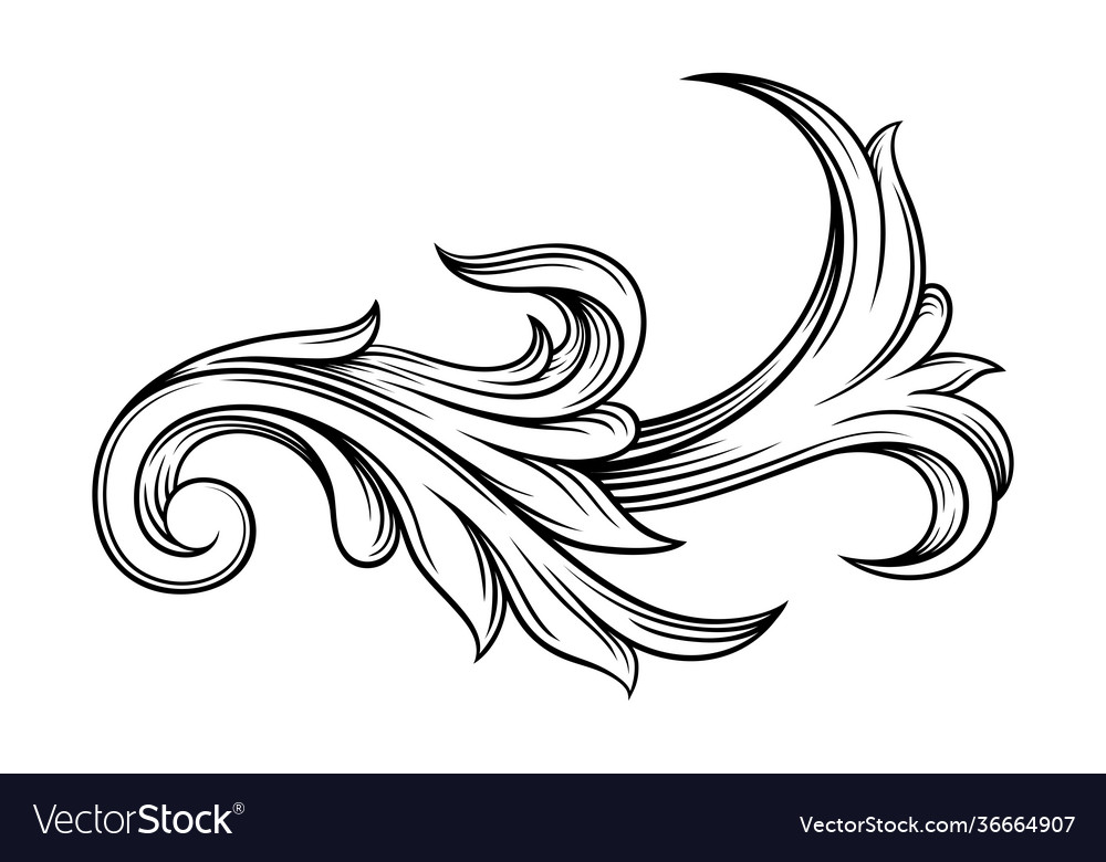 Scroll as baroque element with arabesque Vector Image