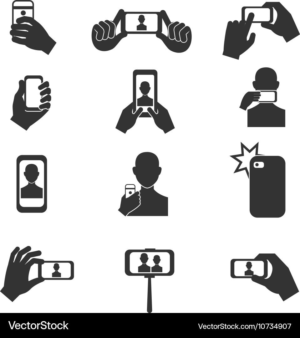 Selfie photo icons set Royalty Free Vector Image