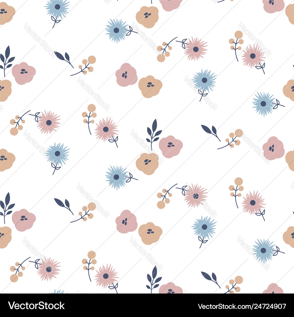 Simple meadow flowers tender colors seamless Vector Image