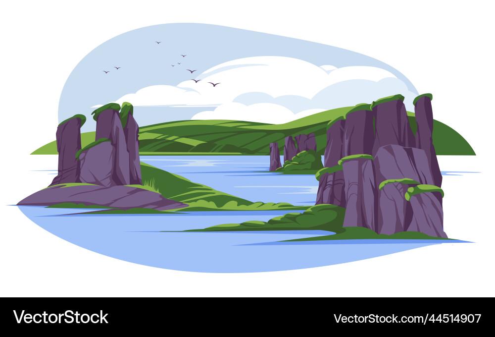 Skyline scenery outdoor space landscape with rock Vector Image