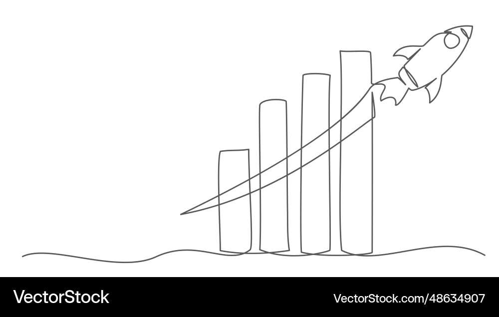Startup one line drawing isolated on white Vector Image