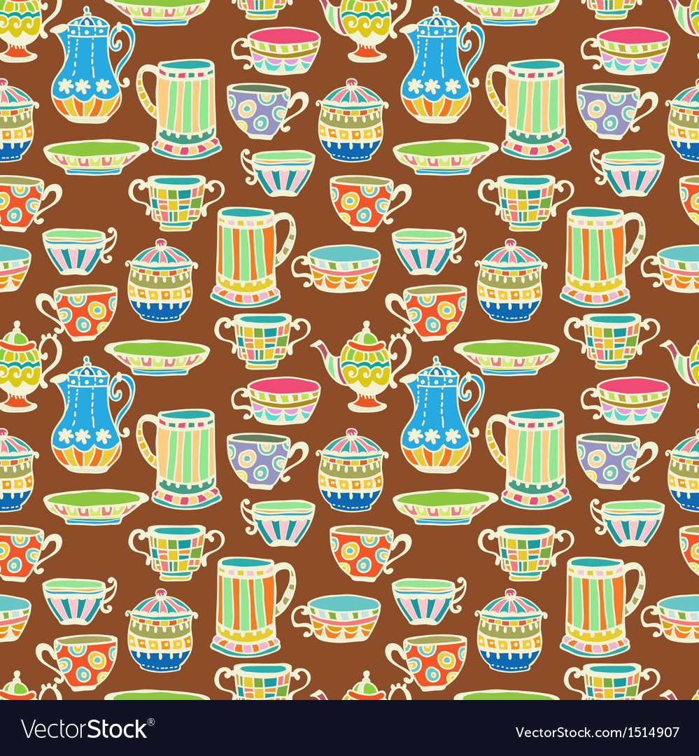 Tea cup seamless background Royalty Free Vector Image