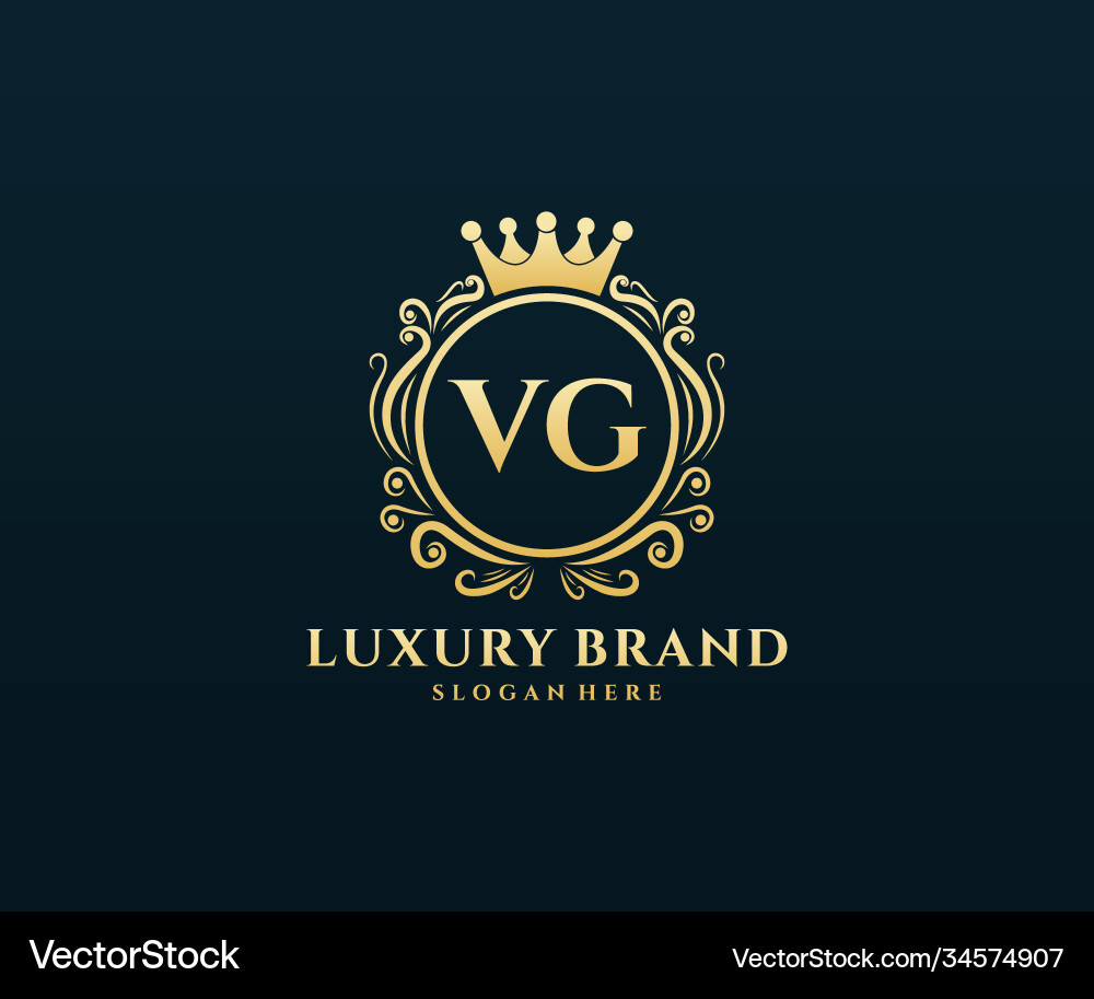 Vg initial letter gold calligraphic feminine Vector Image