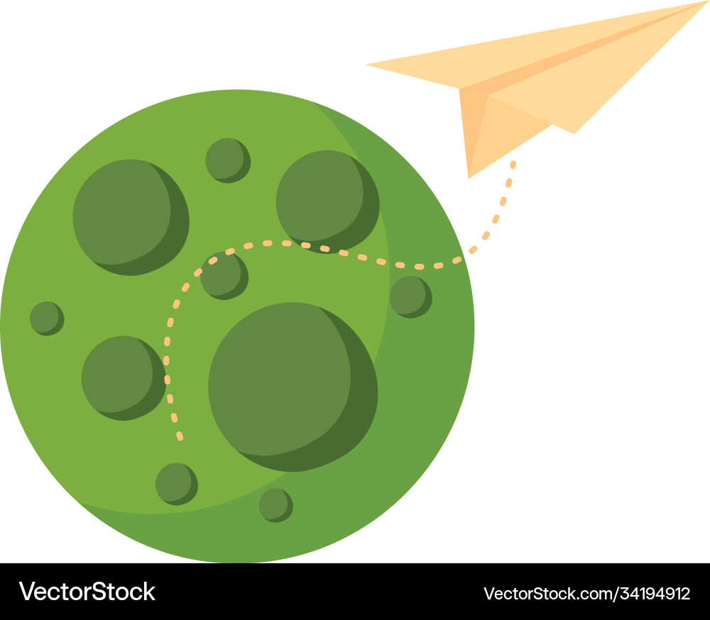 Airplane paper flying and planet flat style icon Vector Image