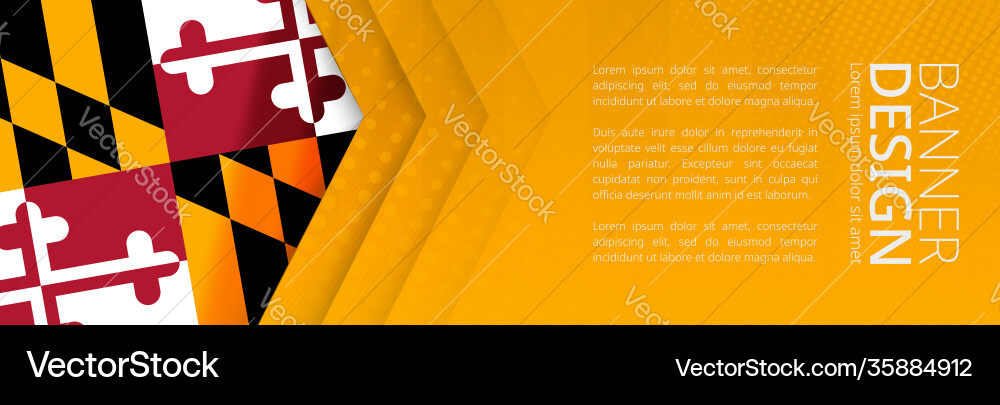 Banner template with flag us state maryland Vector Image