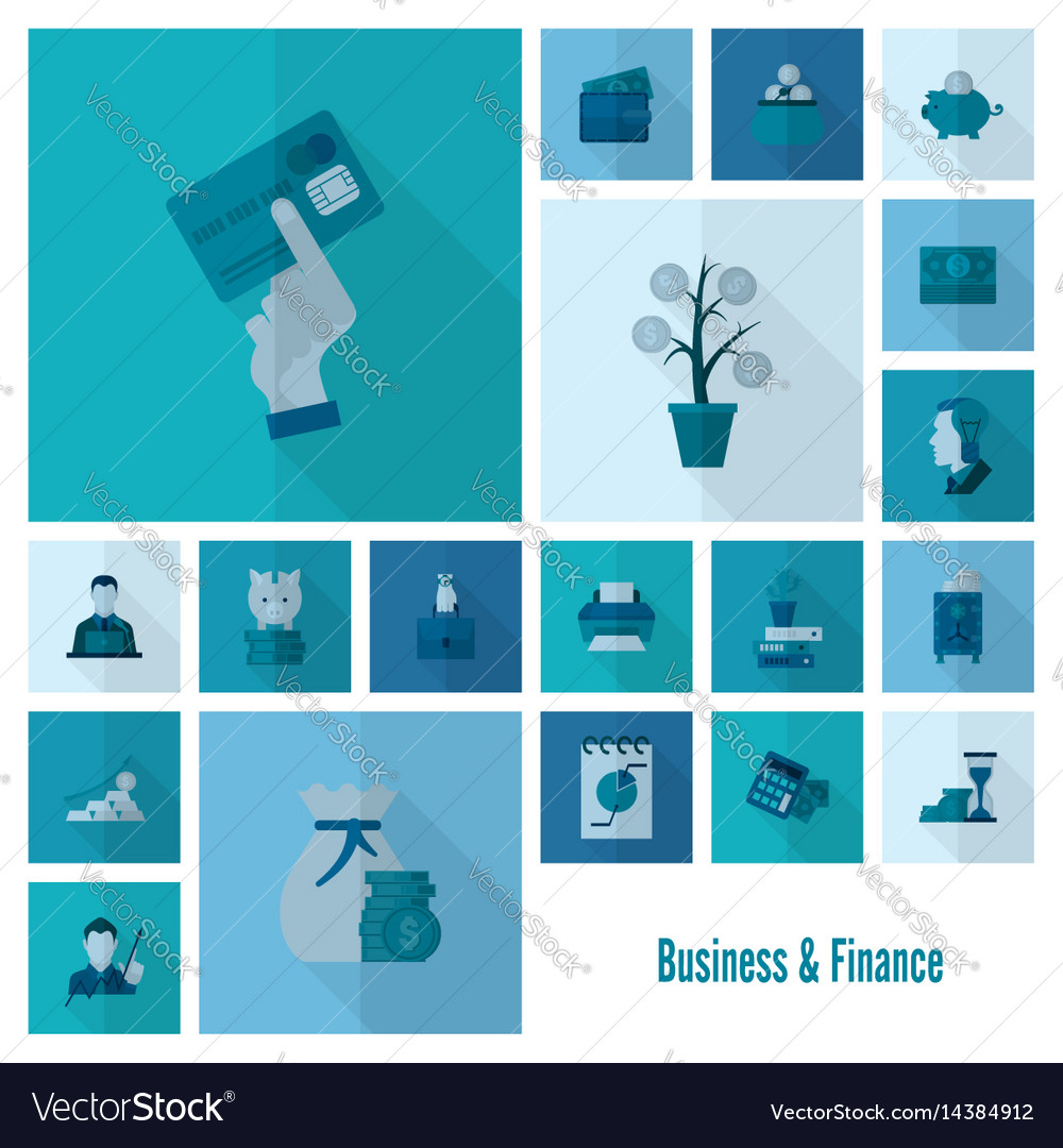Business and finance icon set Royalty Free Vector Image