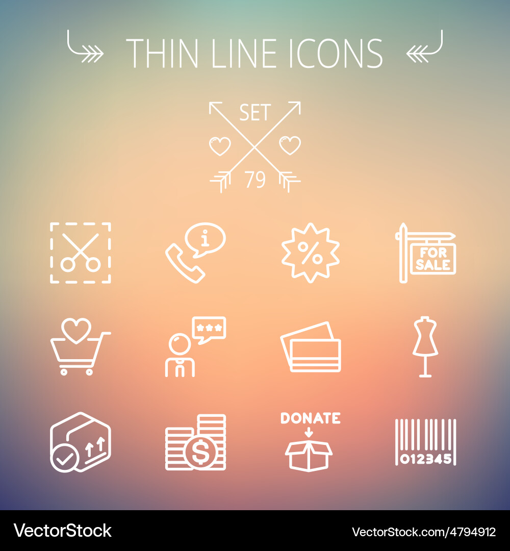 Business shopping thin line icon set Royalty Free Vector