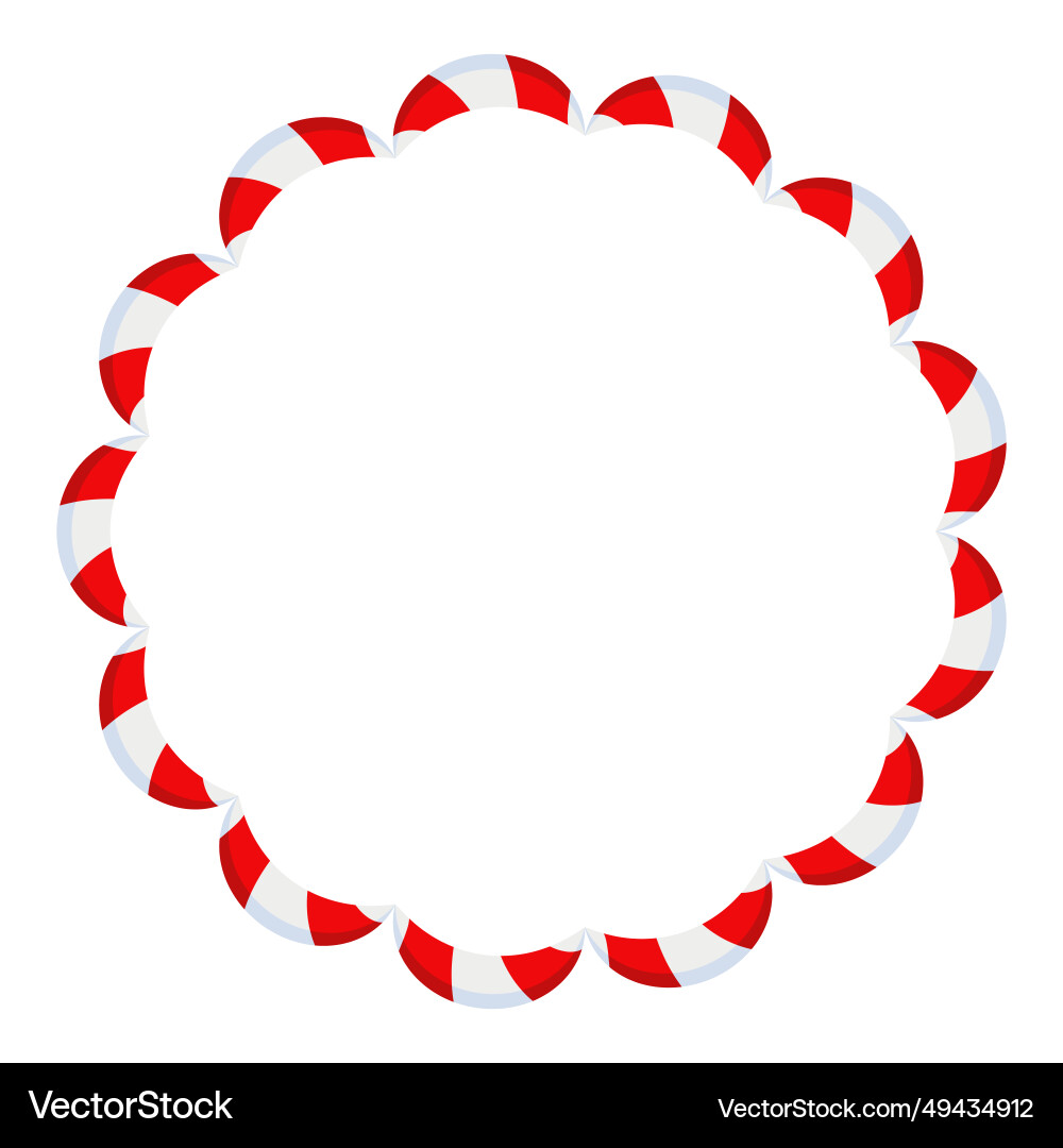 Christmas candy cane frame striped ribbon circle Vector Image