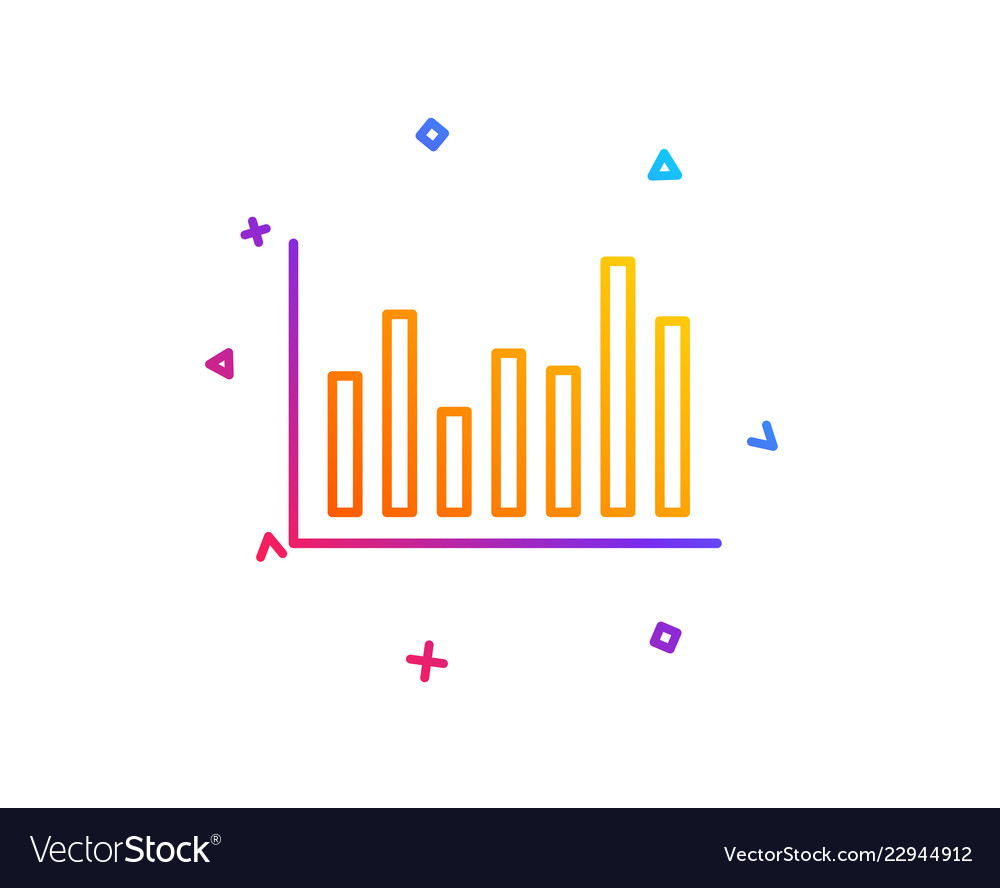 Column chart line icon financial graph Royalty Free Vector