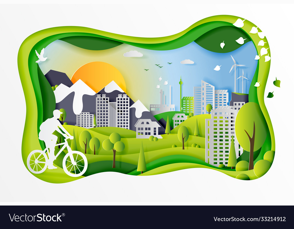 Concept ecology city with technologies Royalty Free Vector