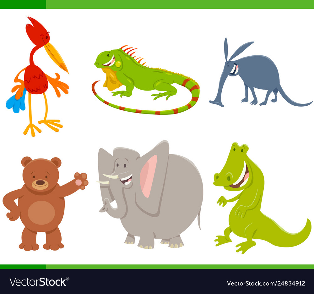 Cute cartoon animal characters set Royalty Free Vector Image