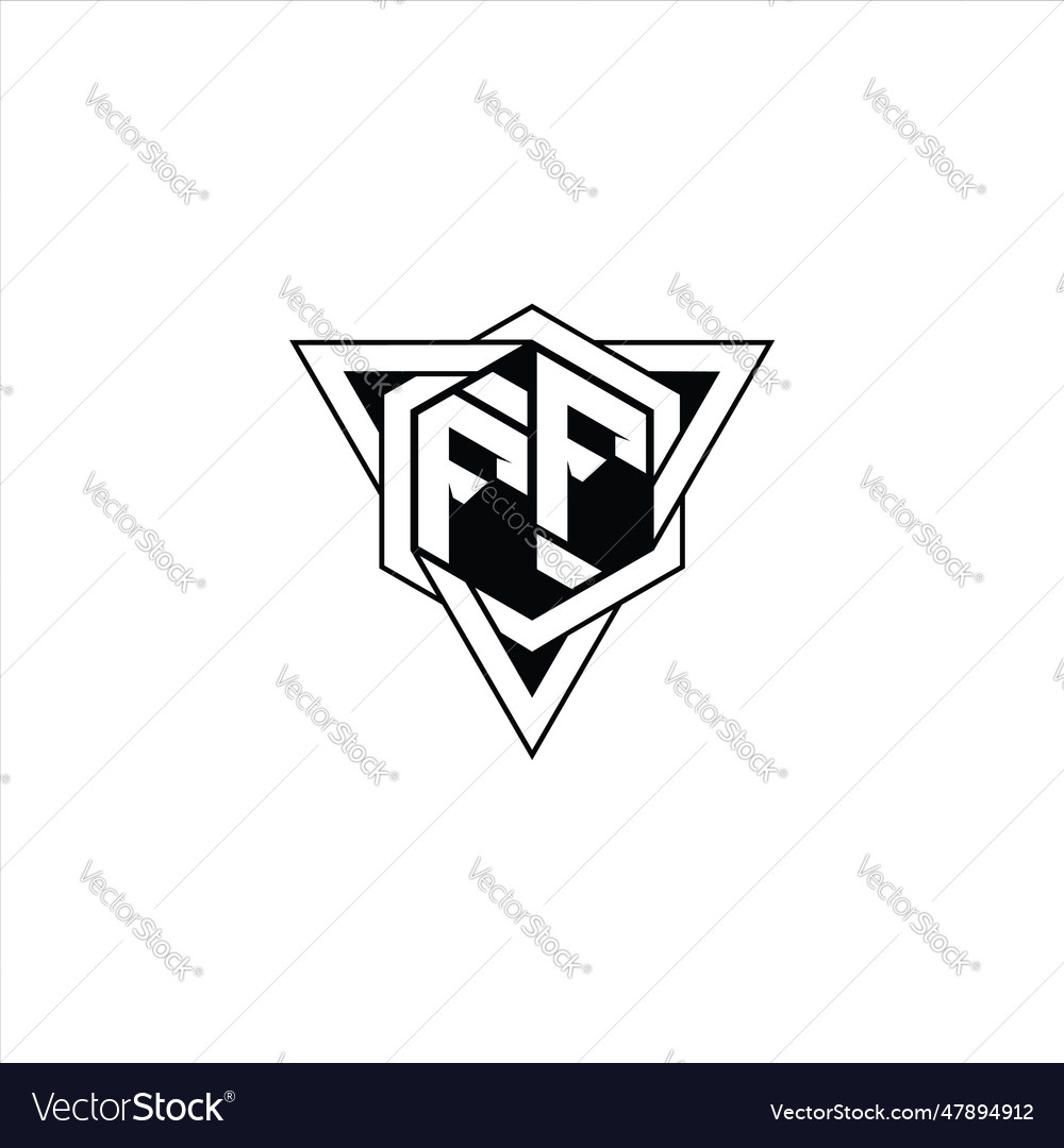 Ff letter logo monogram hexagon shape Royalty Free Vector