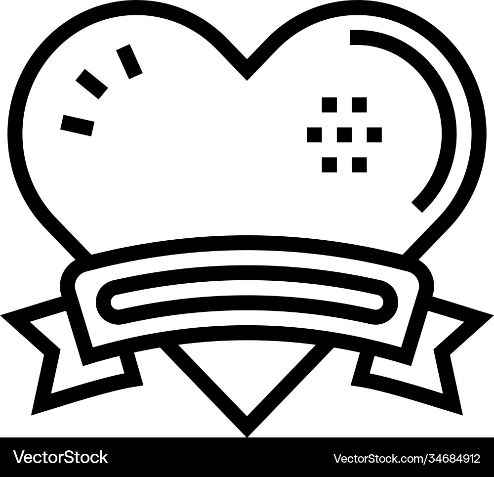 Heart with ribbon logo line icon Royalty Free Vector Image