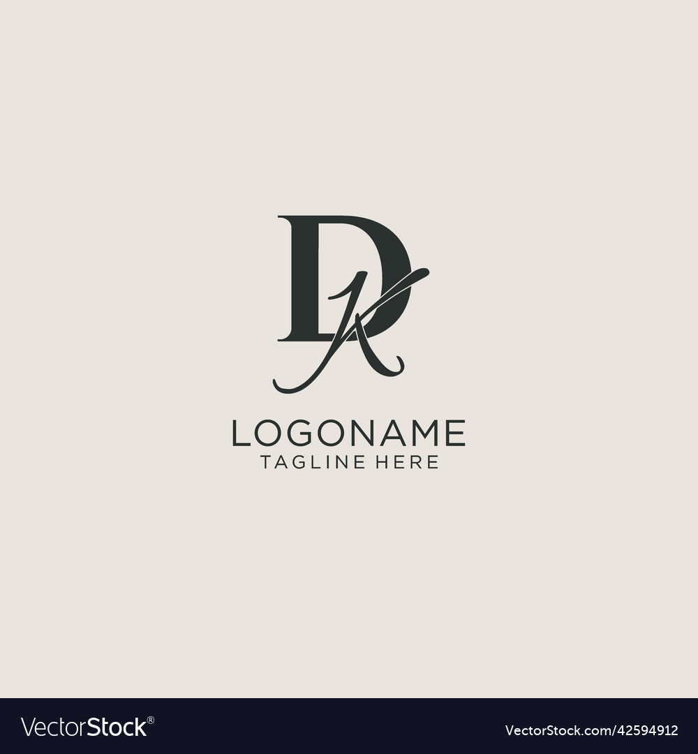 Initials dk letter monogram with elegant luxury Vector Image