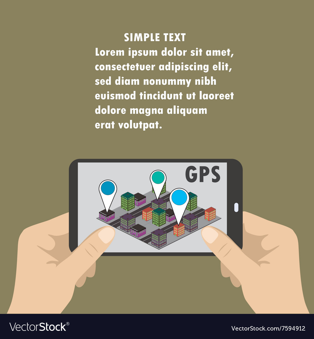 Mobile navigation gps with map pointers Royalty Free Vector