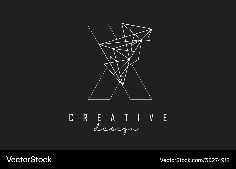 Outline letter x logo design with broken stone Vector Image