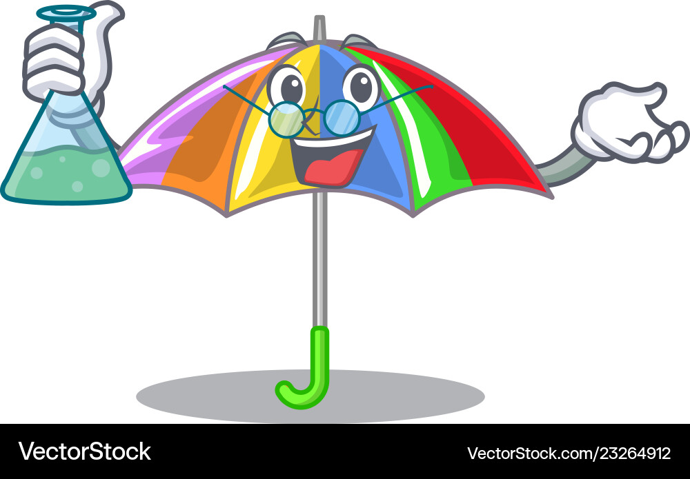 Professor rainbow umbrella isolated on a mascot Vector Image