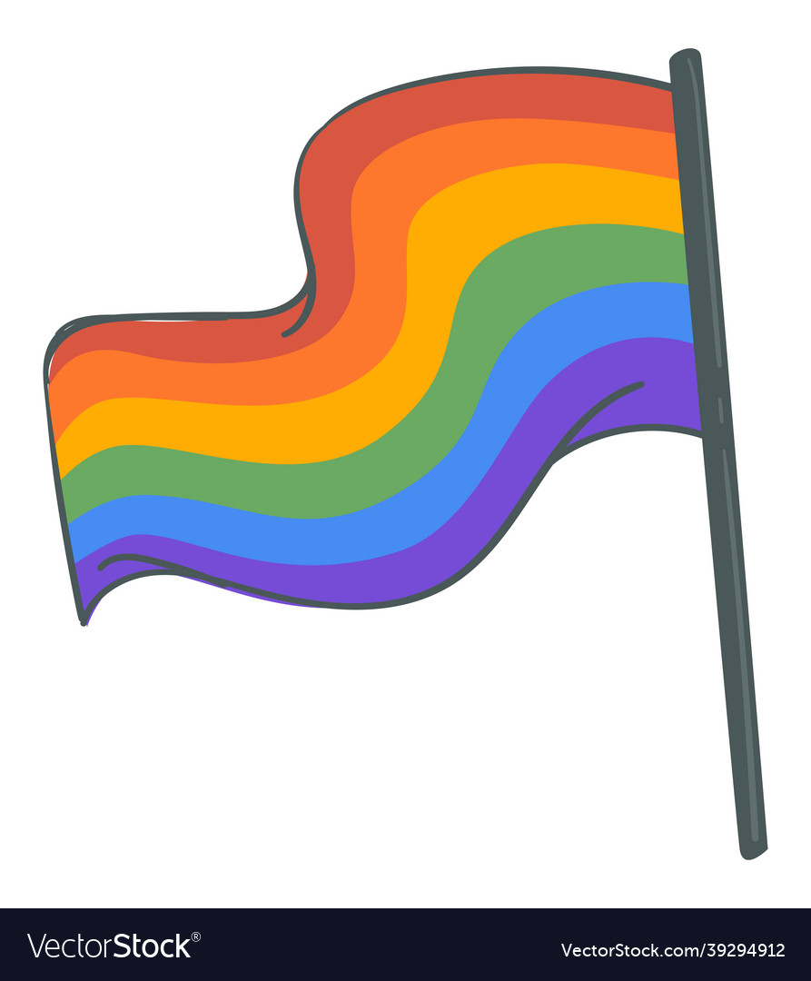 Rainbow colorful flag on pole lgbt pride support Vector Image