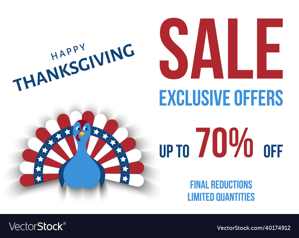 Usa thanksgiving day exclusive offers poster Vector Image