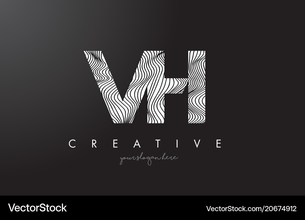 Vh v h letter logo with zebra lines texture Vector Image