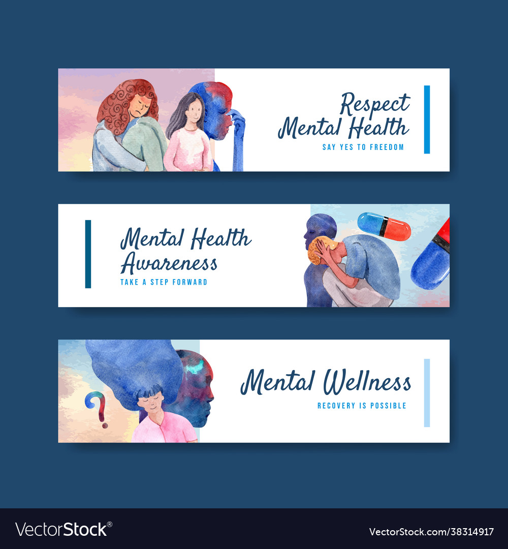Banner template with world mental health day Vector Image