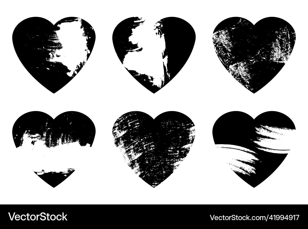 Brush stroke heart set in abstract style love Vector Image