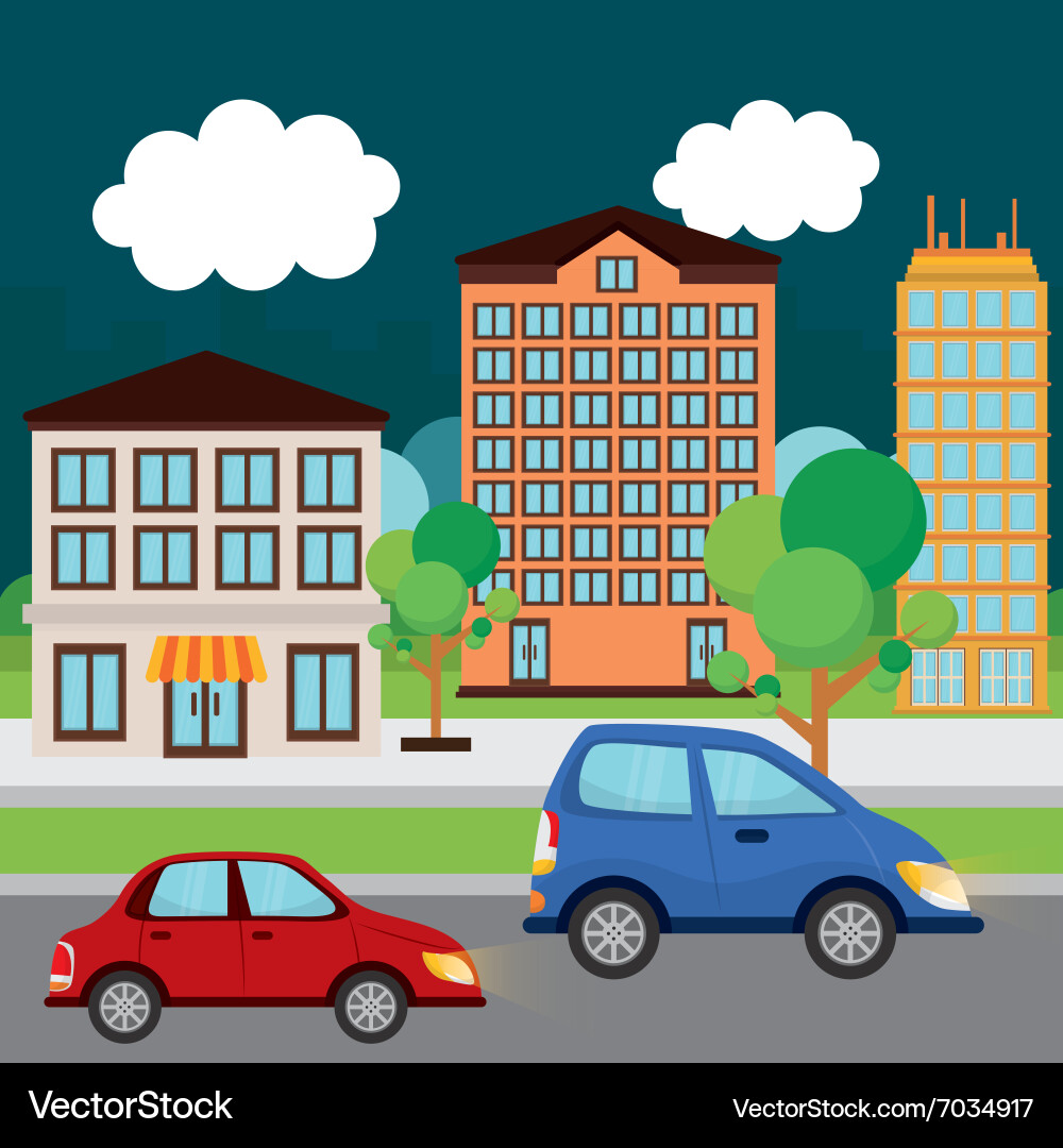 Cars in city Royalty Free Vector Image - VectorStock