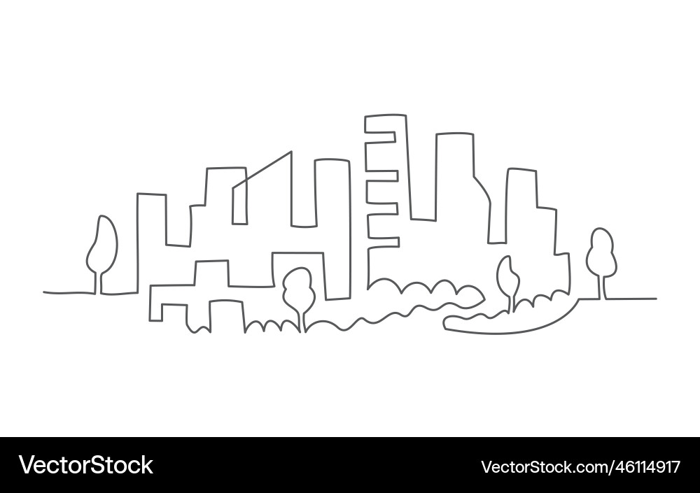 Cityscape one line drawing on white background Vector Image