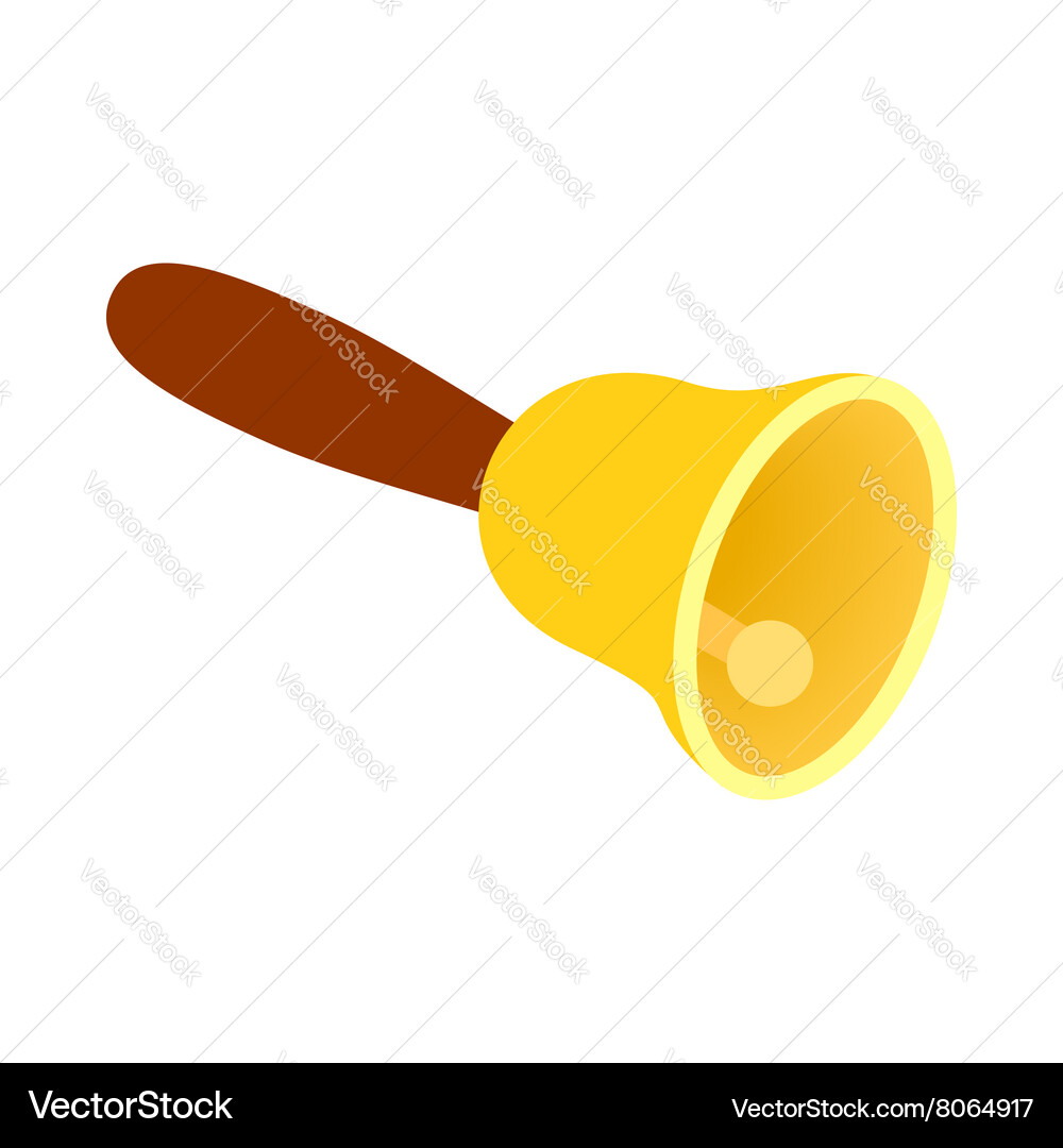 Golden hand bell icon isometric 3d style Vector Image