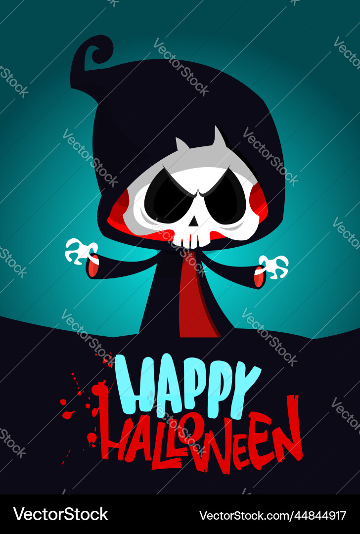 Grim reaper cartoon character with scythe Vector Image