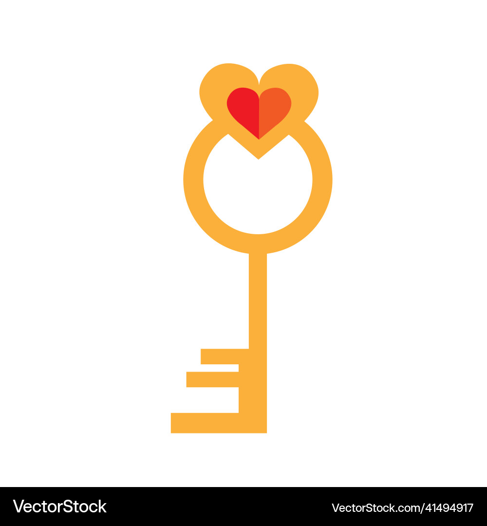 Heart-shaped golden key isolated on white Vector Image