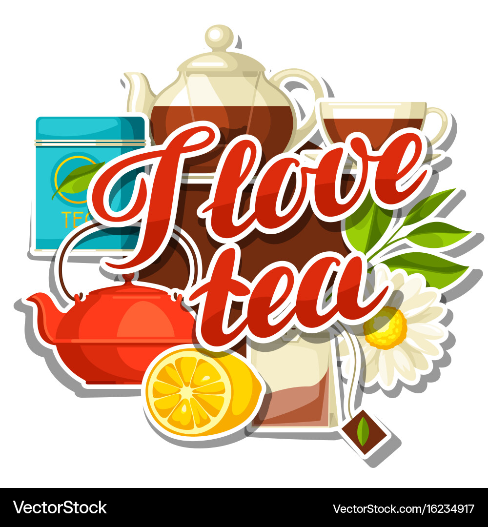 I love tea background with tea and accessories Vector Image
