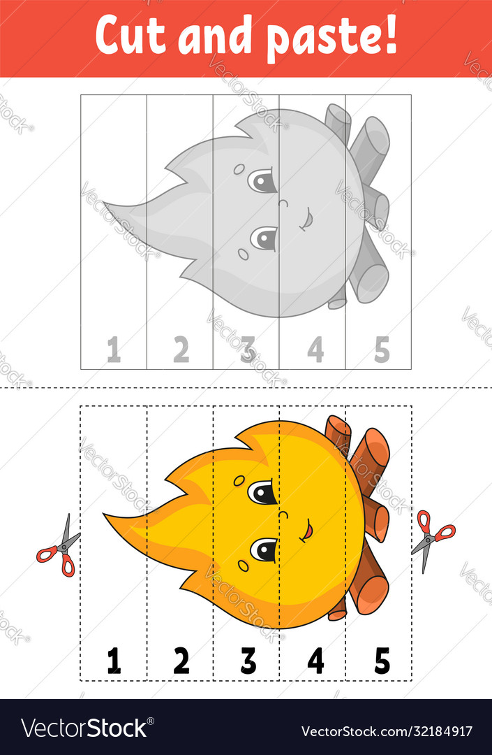 Learning numbers 1-5 cut and glue cartoon Vector Image