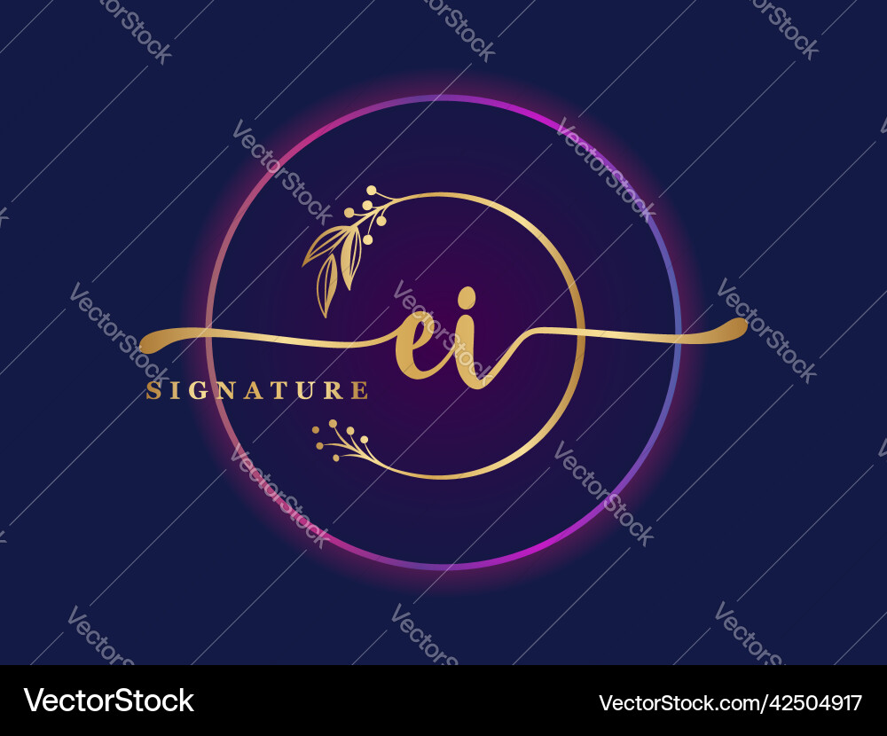 Luxury gold signature initial ei logo design Vector Image
