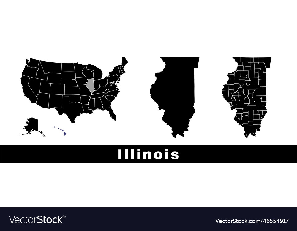 Map of illinois state usa set maps Royalty Free Vector Image