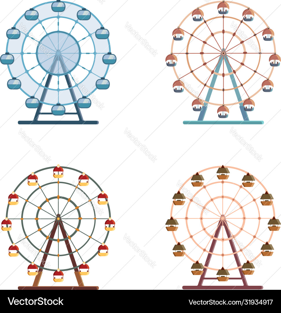 Set ferris wheels Royalty Free Vector Image - VectorStock