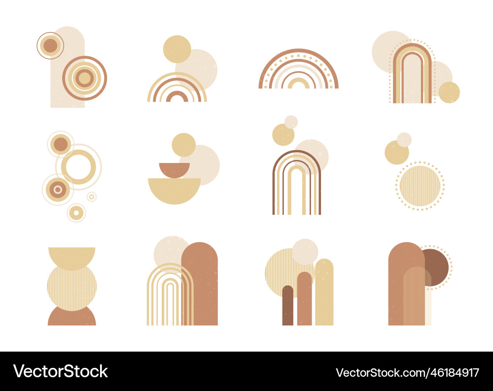 Set of boho style geometric minimalistic design Vector Image