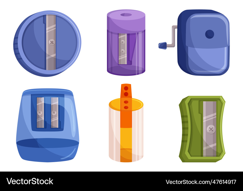 Set of pencil sharpeners designed for precise Vector Image