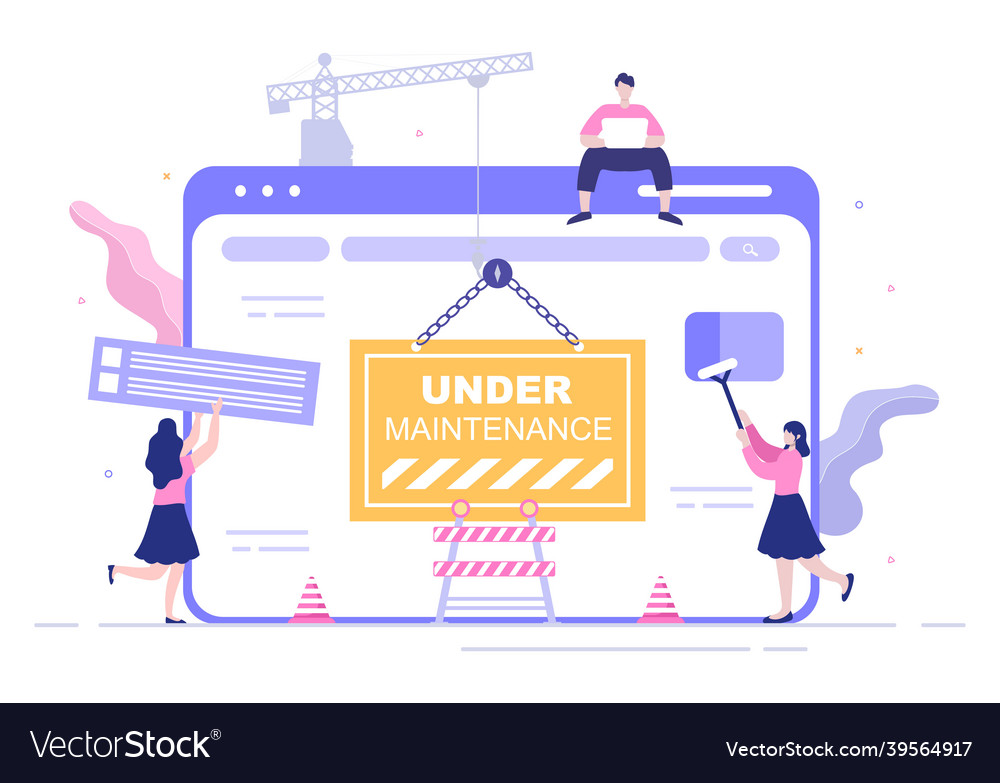 Software system under maintenance error website Vector Image