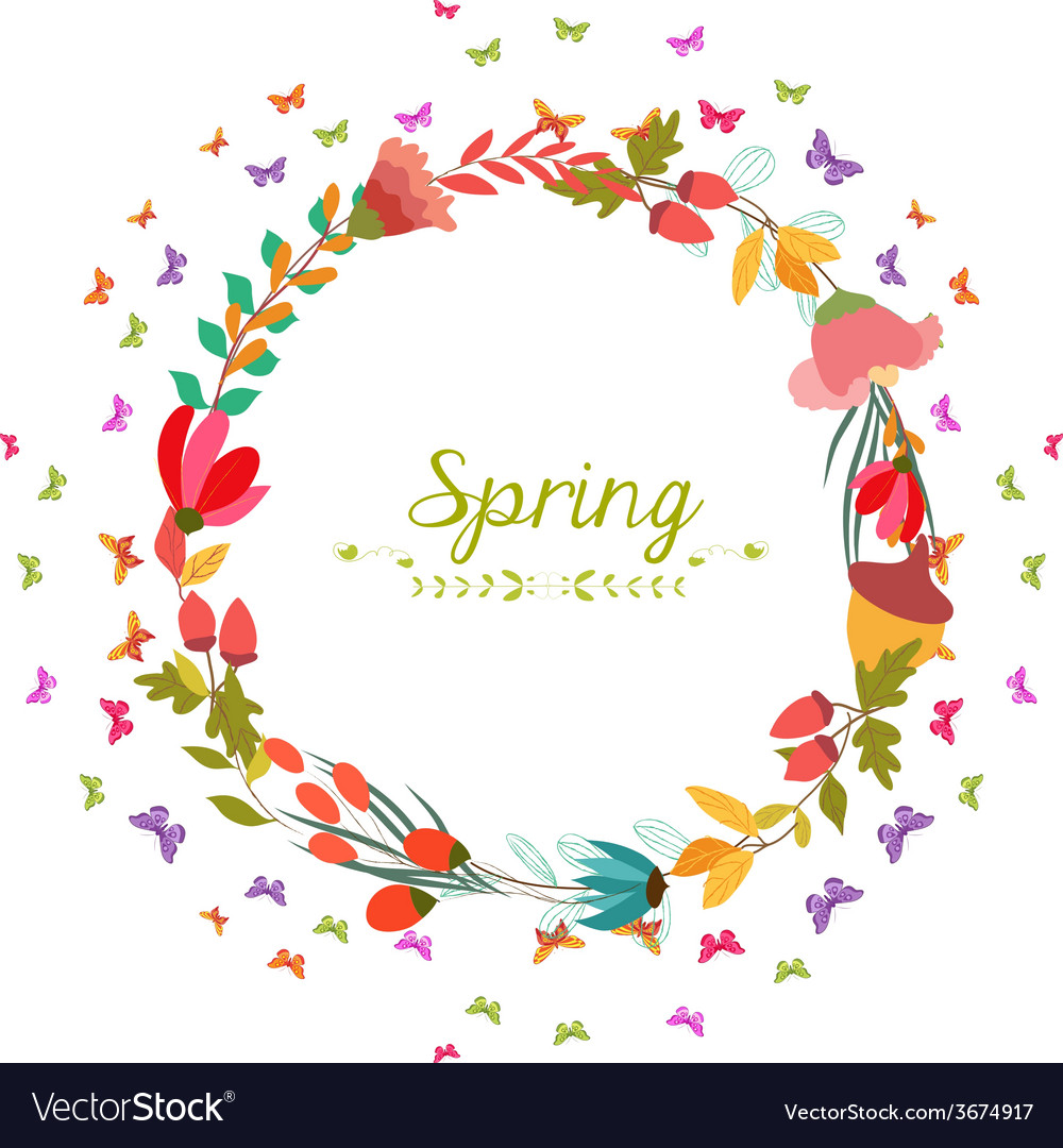 Spring with flower and butterflies shape Vector Image