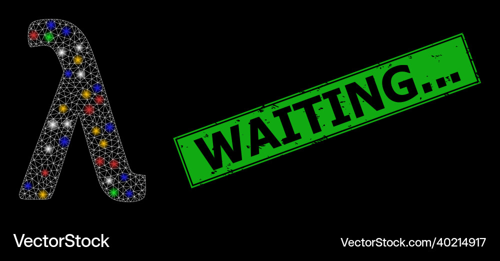 Textured waiting badge with network lambda Vector Image