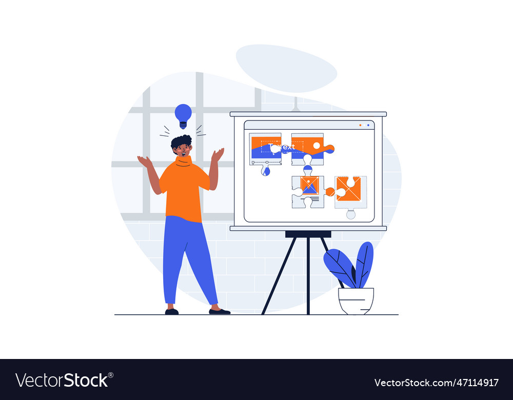 Web design concept with character scene Royalty Free Vector