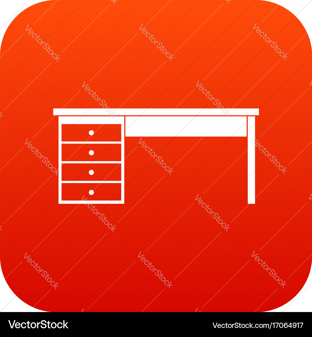 Wooden office desk icon digital red Royalty Free Vector